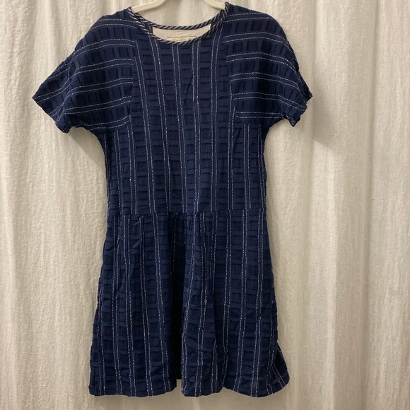 Ace & Jig | Dresses | Ace Jig Navy Blue Short Sleeve Midi Dress Semi Sheer Elegant Textile Size ...